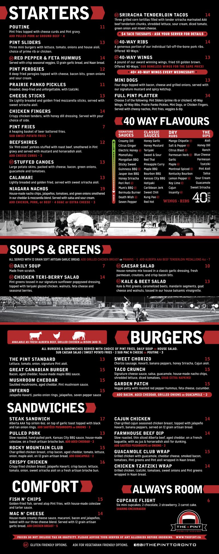 Toronto-Food-Menu-Combined-2 | The Pint