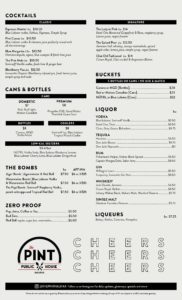MENU | The Pint