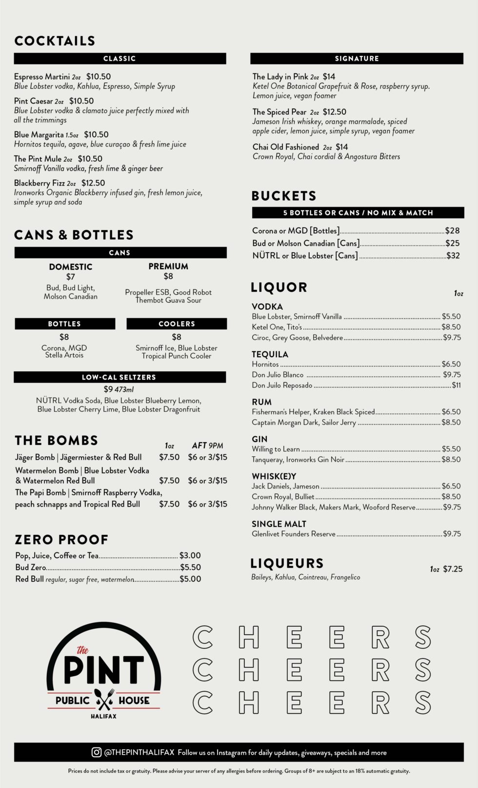 MENU | The Pint